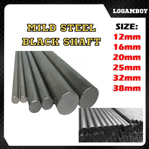 ROUND BAR ROD MILD STEEL BLACK SHAFT BESI BULAT MS ROD 12MM 16MM 20MM ...