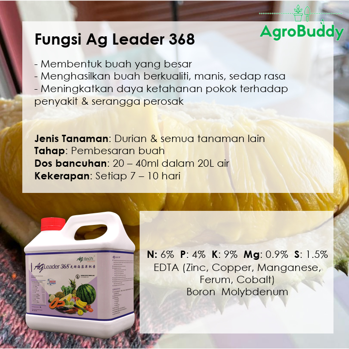 4L Ag-Tech Ag Leader 954 469 368 Ca Humus Baja Foliar Baja Pokok Durian ...