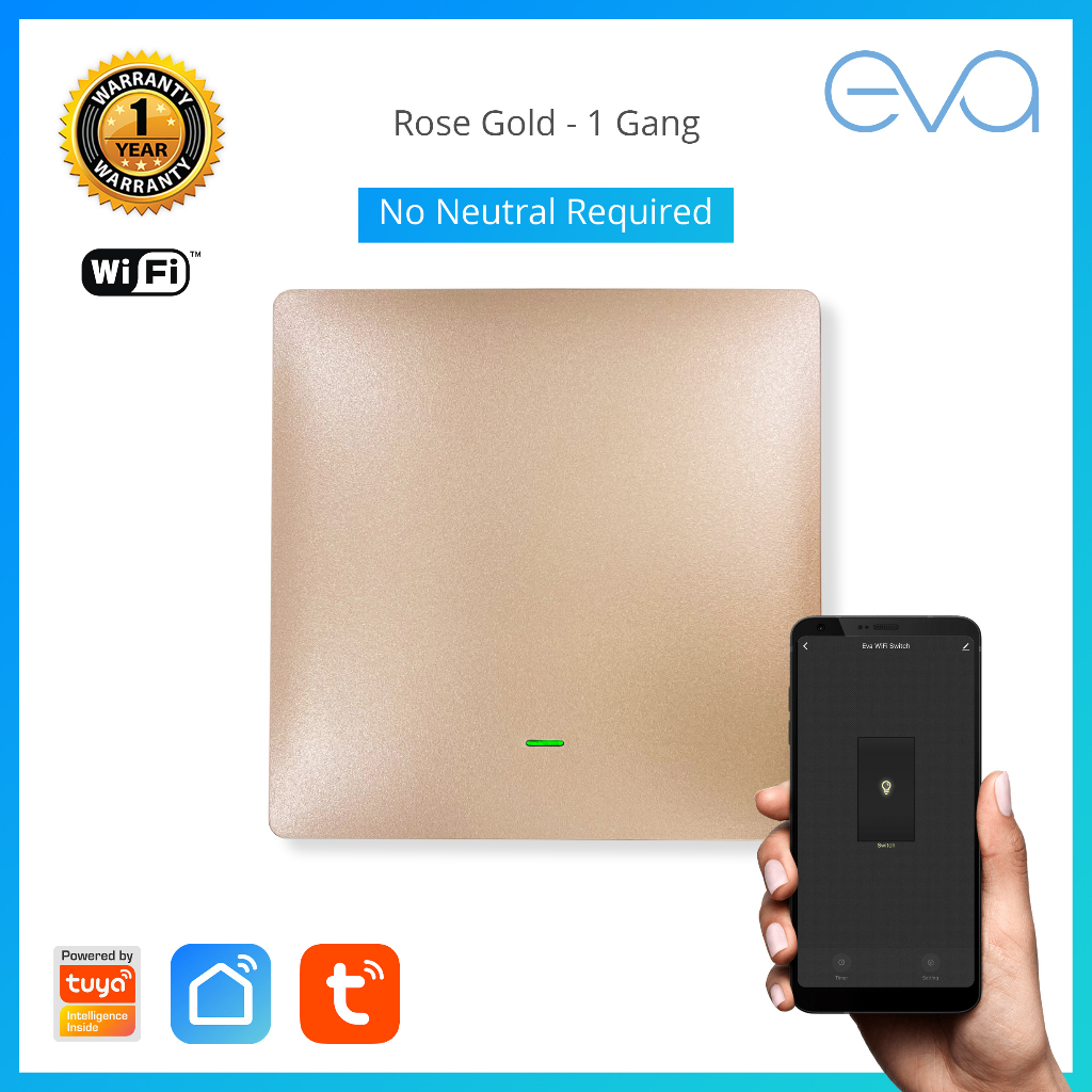 Eva WiFi Mechanical 1/2/3/4 Gang Click Switch No Neutral, No Capacitor ...