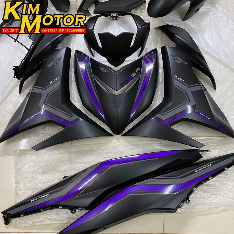 COVERSET Y15 V1 V2 ORIGINAL VELOZI MATT BLACK PURPLE LINE PATTERN SD16 ...