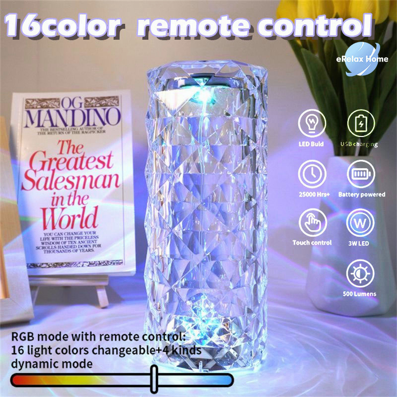 16 Color Charging Acrylic Light Table Lamp Lampu Meja Lampu Tidur LED ...
