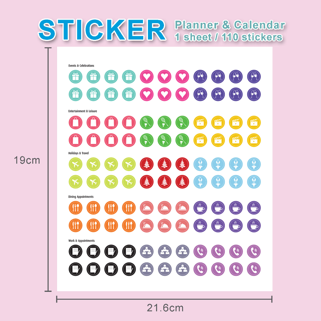 110Pcs Calendar Planner Stickers Scrapbooking School Stationery Diary ...