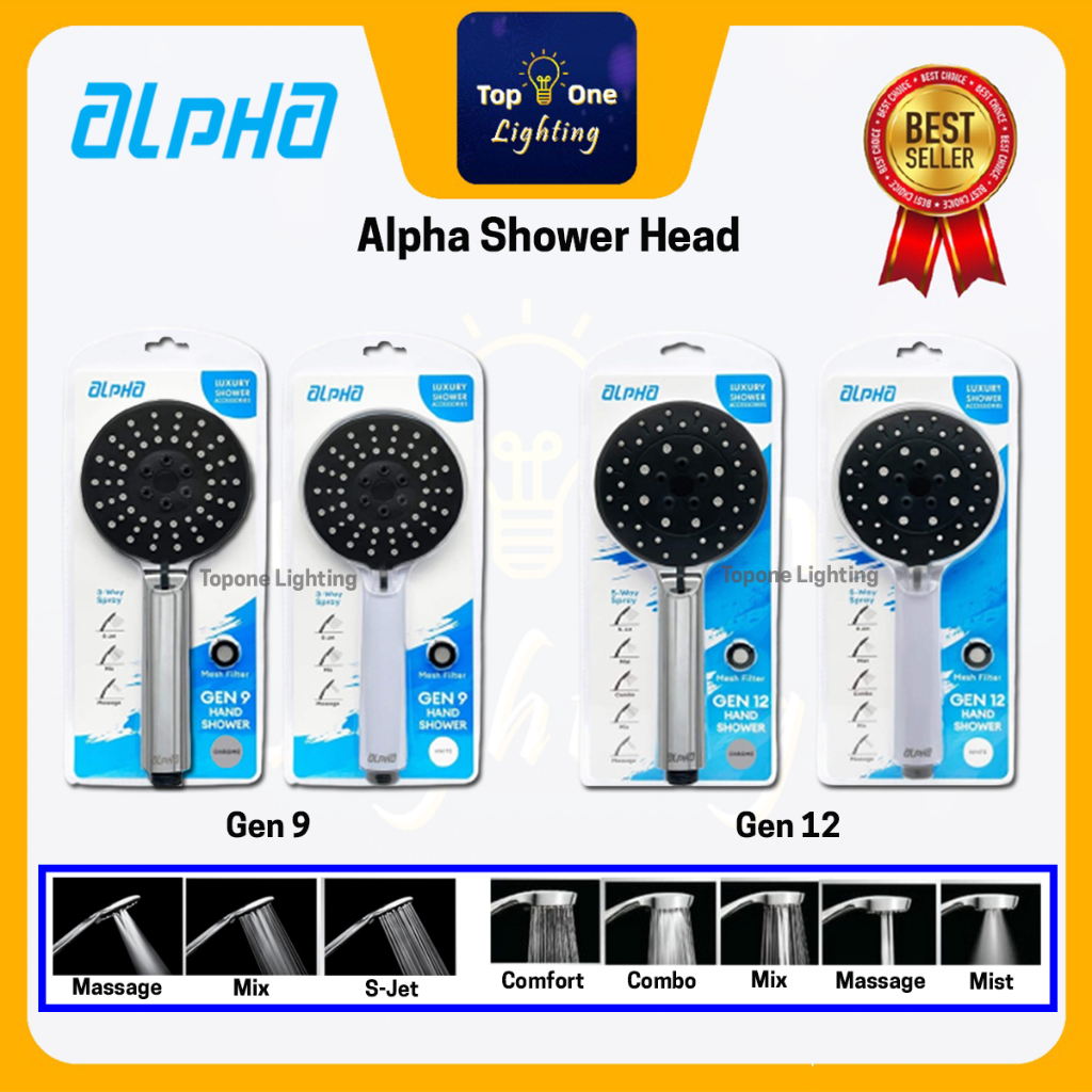 Alpha Shower Head Gen 9/ NEW Gen 12 Chrome & White Original | Shopee ...