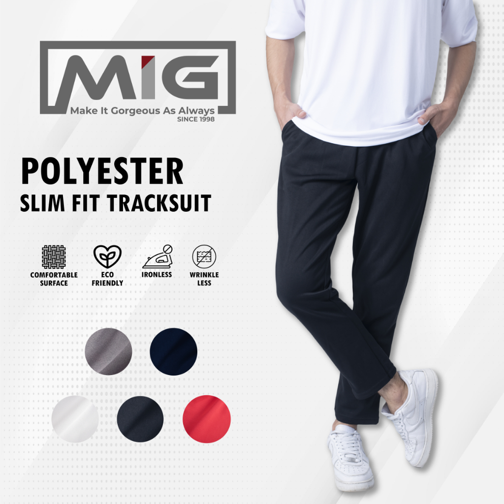 MIG Polyester Unisex 220gsm Quick Dry Slim Fit Unisex Tracksuit Seluar ...