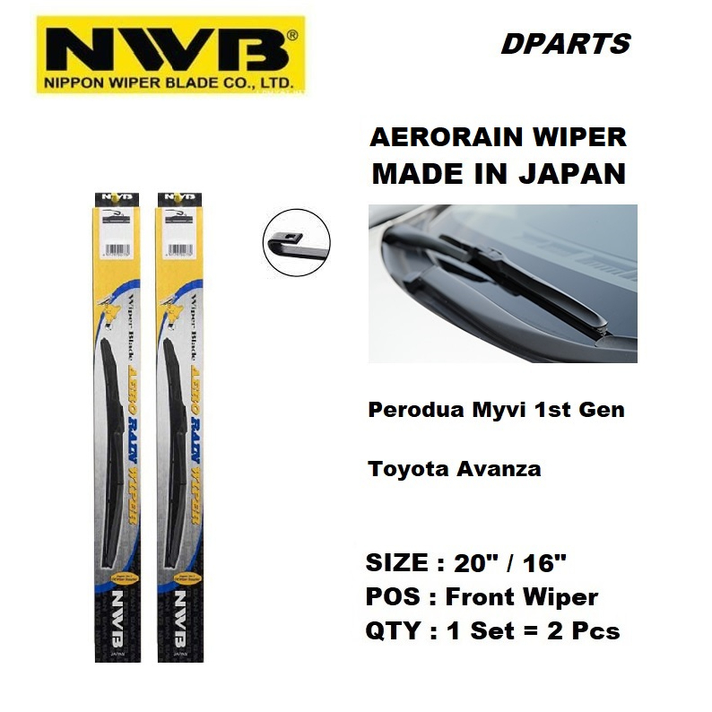 NWB Aerorain Wiper Blade ( 20"/16" ) Perodua Myvi / Lagi Best / Toyota Avanza ( Made In Japan ...