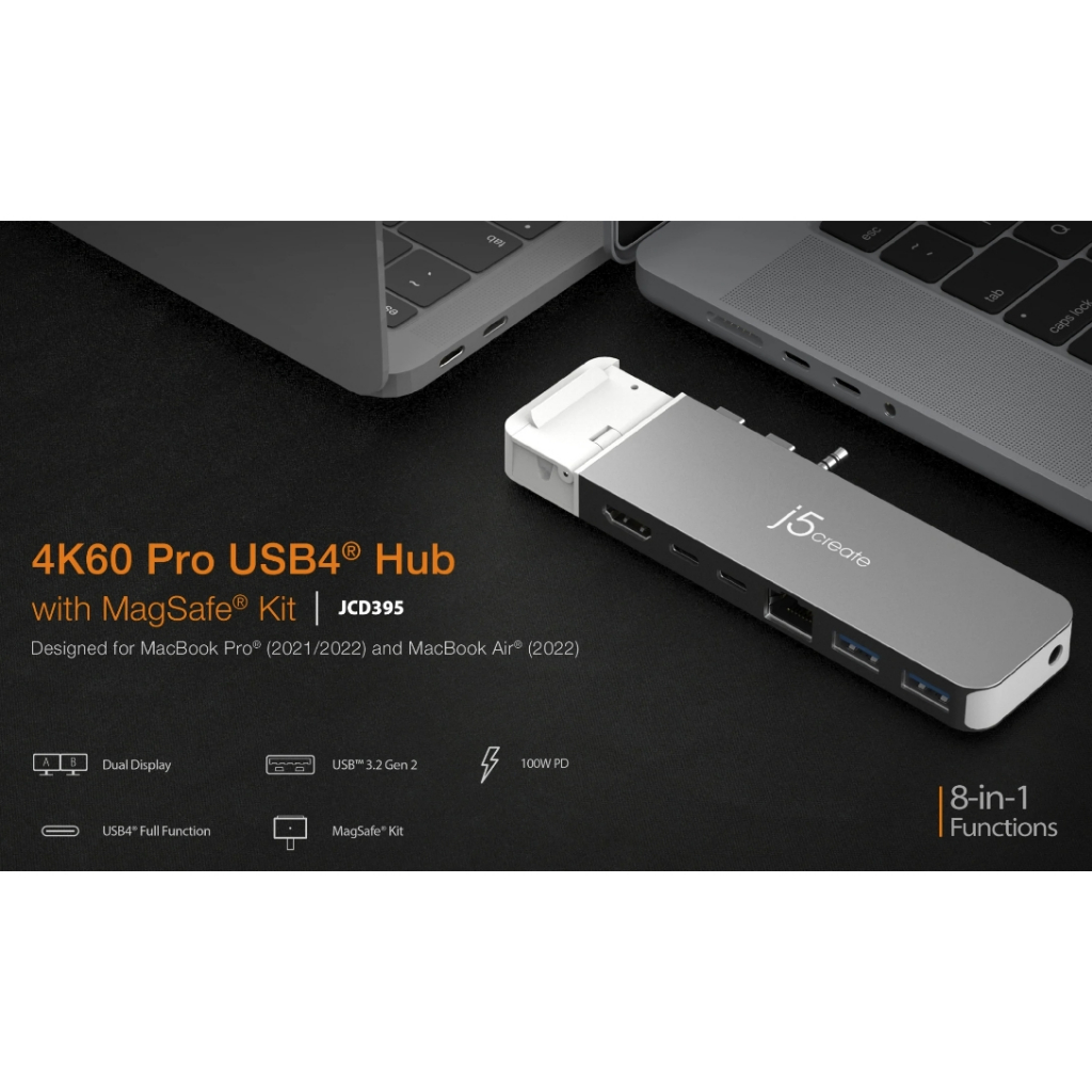 J5CREATE 8 IN 1 DOCK 4K60 PRO USB4 HUB WITH MAGSAFE KIT DESIGN FOR ...