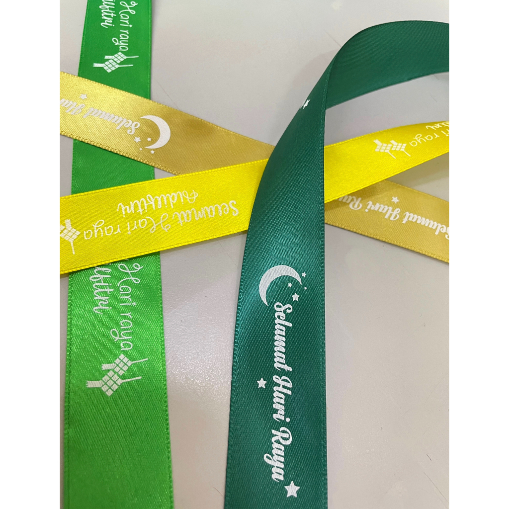 Satin Reben Printed Raya/Ribbon hari raya Satin 5meter/Reben Salam ...
