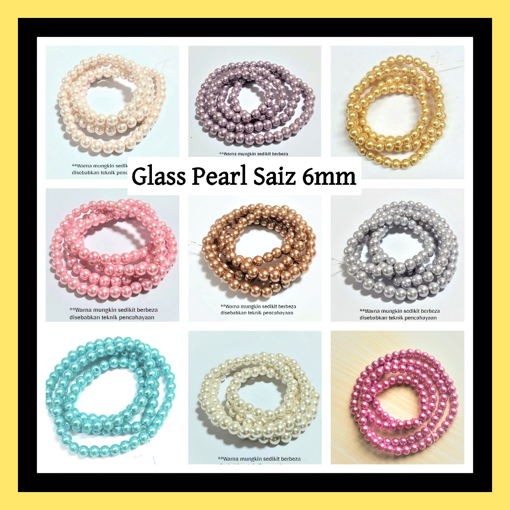 Manik Glass Pearl & Abs Pearl saiz 6mm, Mutiara Kaca Bulat & Mutiara ...
