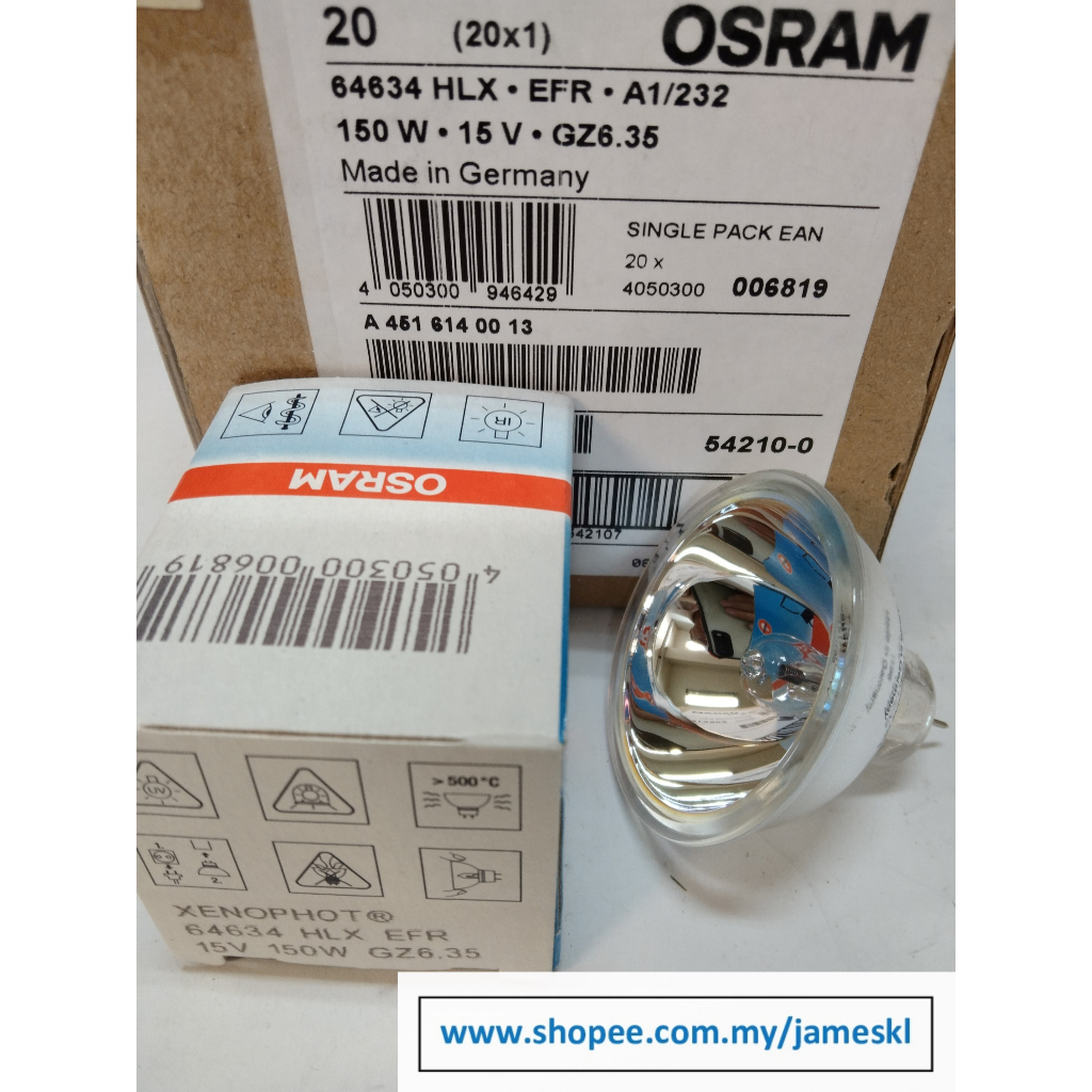 Osram 64634 EFR 15V 150W GZ6.35 A1/232 Display Optic lamp (made in ...