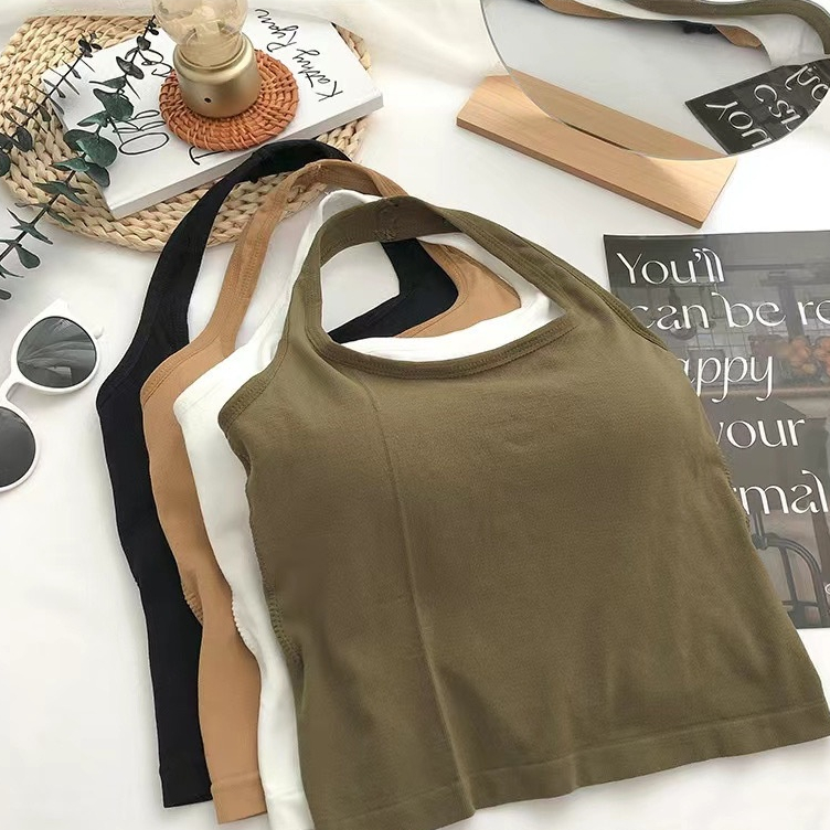 [READY STOCK] Summer Sexy Plain Padded Halter Top Crop Top #550 ...