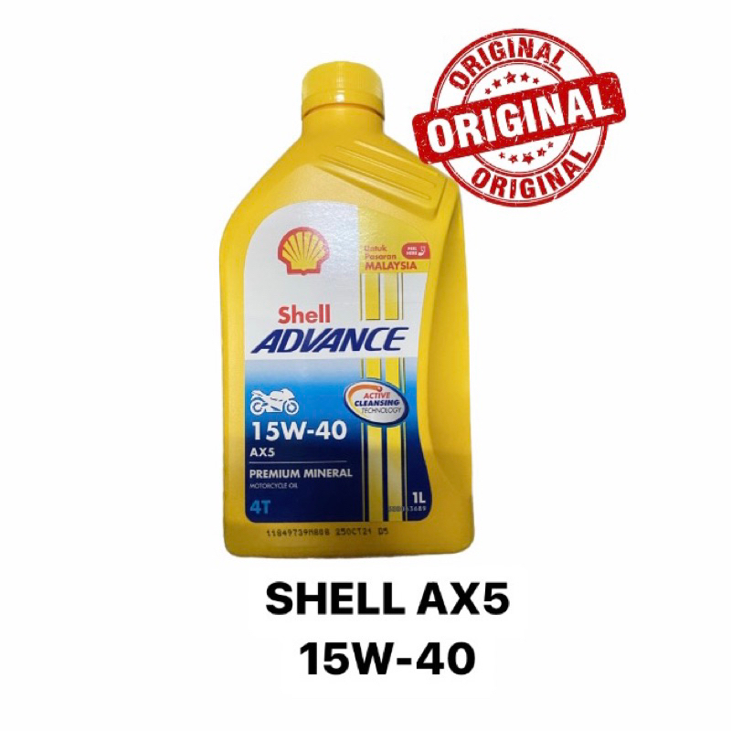 100% ORIGINAL AX5 4T SHELL ADVANCE 4T ENGINE OIL 15W-40 MINYAK HITAM ...