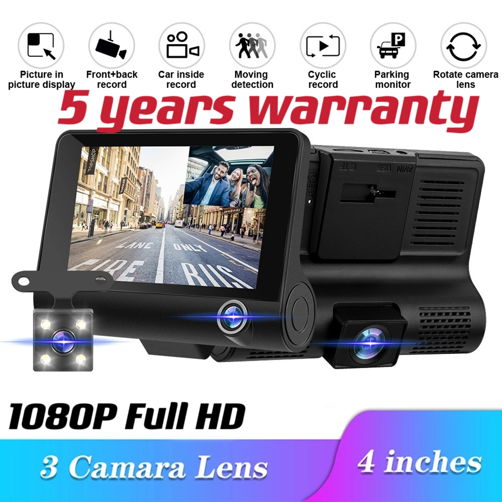 (5year warranty) 3-Way Record Car Camera Dashcam 64gb Front + Back ...