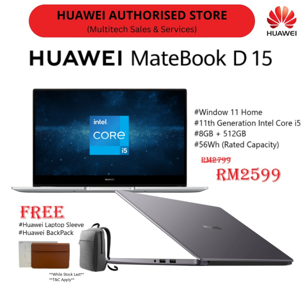 Huawei Matebook D15 2022 56Wh Rated Capacity 11th Gen Intel Core i5 8GB ...