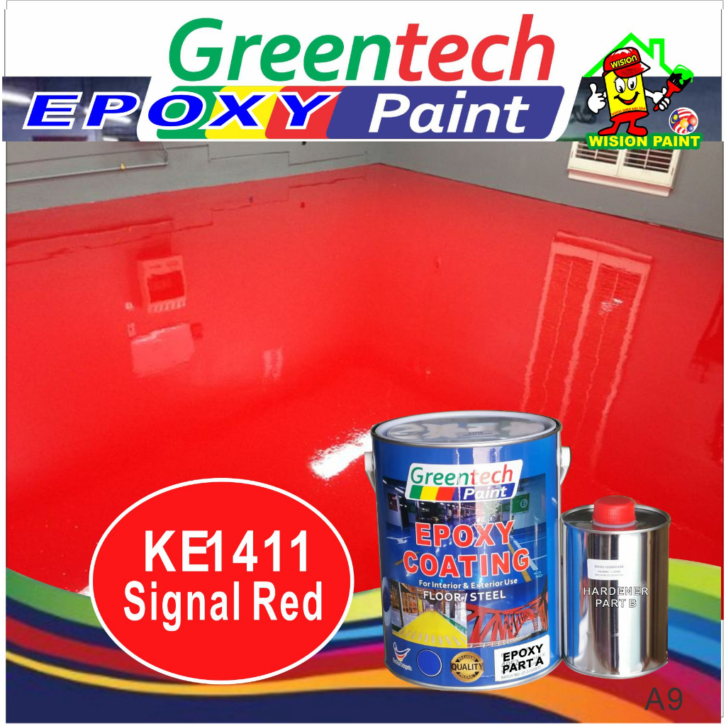 ( 5L ) Epoxy paint ( GREENTECH PAINT ) Cat Lantai ( 4L EPOXY Paint + 1L Hardener ) EPOXY FLOOR ...
