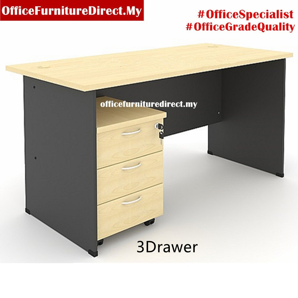 120/150/180x70cm G Office Table With 3 Drawer Mobile Pedestal OFDirect ...