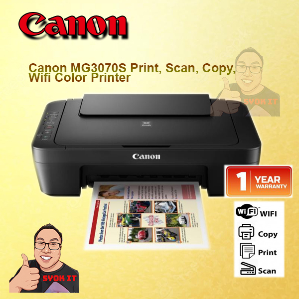 CANON MG3070S Compact All-In-One for Low-Cost Printing PRINTER MG3070 ...
