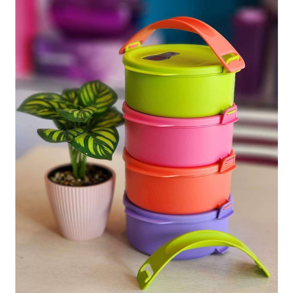 Tupperware Microwaveable Tup Tiffin Set 550ml (4pcs) with 2 handles ...