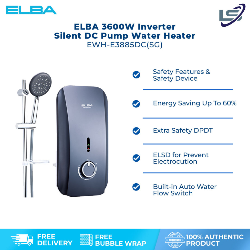ELBA 3600W Inverter Silent DC Pump Water Heater EWH-E3885DC(SG ...