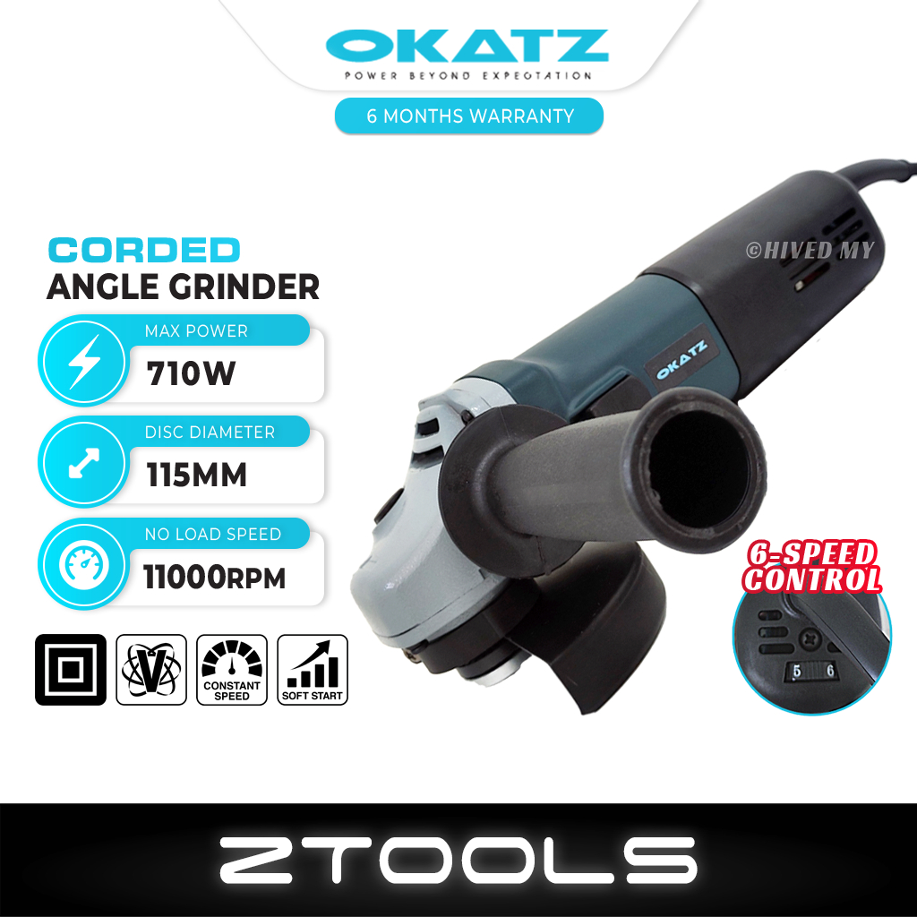 Okatz 900W/4" Angle Grinder Speed Control Mesin Pengisar Gosok Besi ...