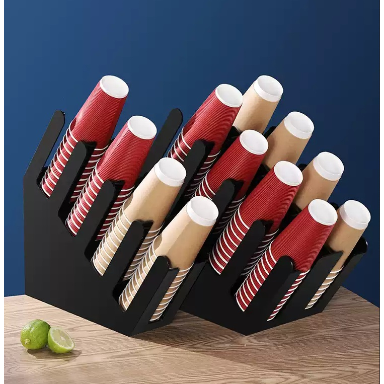 4 Compartments Plastic Cup Holder Rack Counter Top Organizer Coffee Cup ...