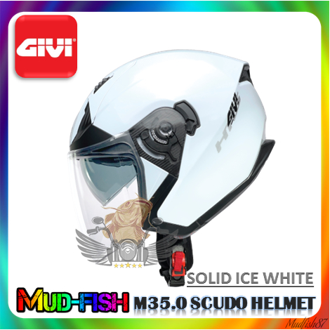 TOPI KELEDAR GIVI M35.0 SCUDO DOUBLE VISOR HELMET 35.0 (SOLID ICE WHITE ...