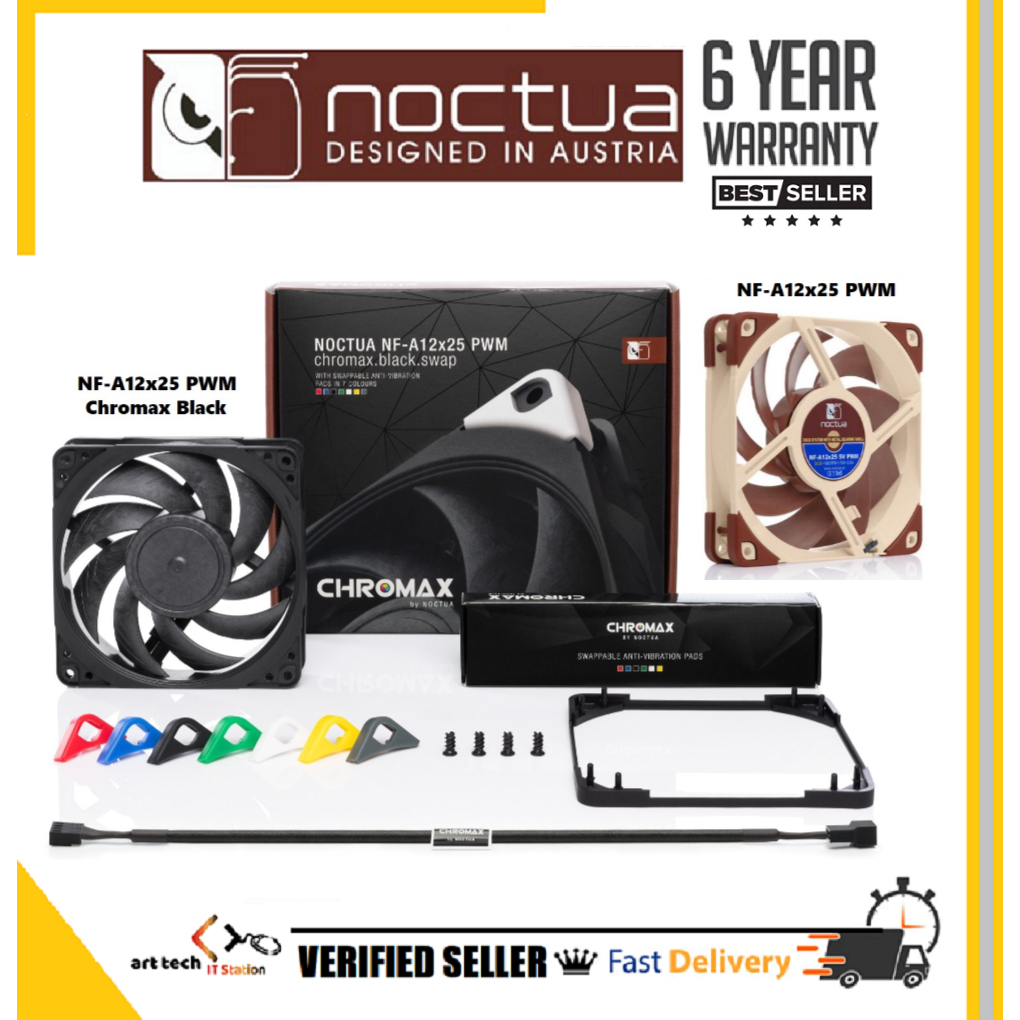 Noctua NF-A12x15 PWM chromax.black.swap / NF-A12x25 PWM chromax.black ...