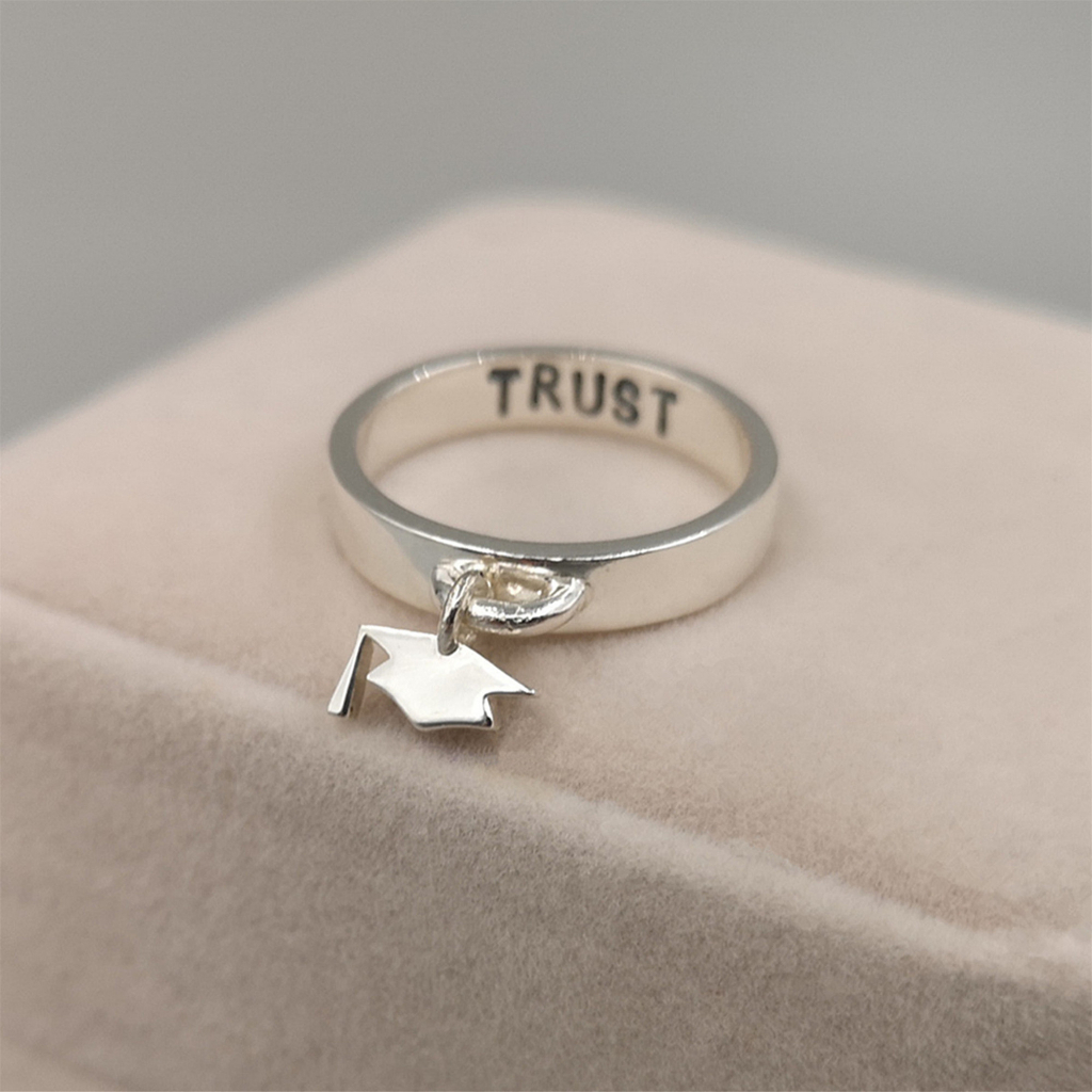 Custom Graduation Dangle Ring Silver Graduation Ring Graduation Cap ...