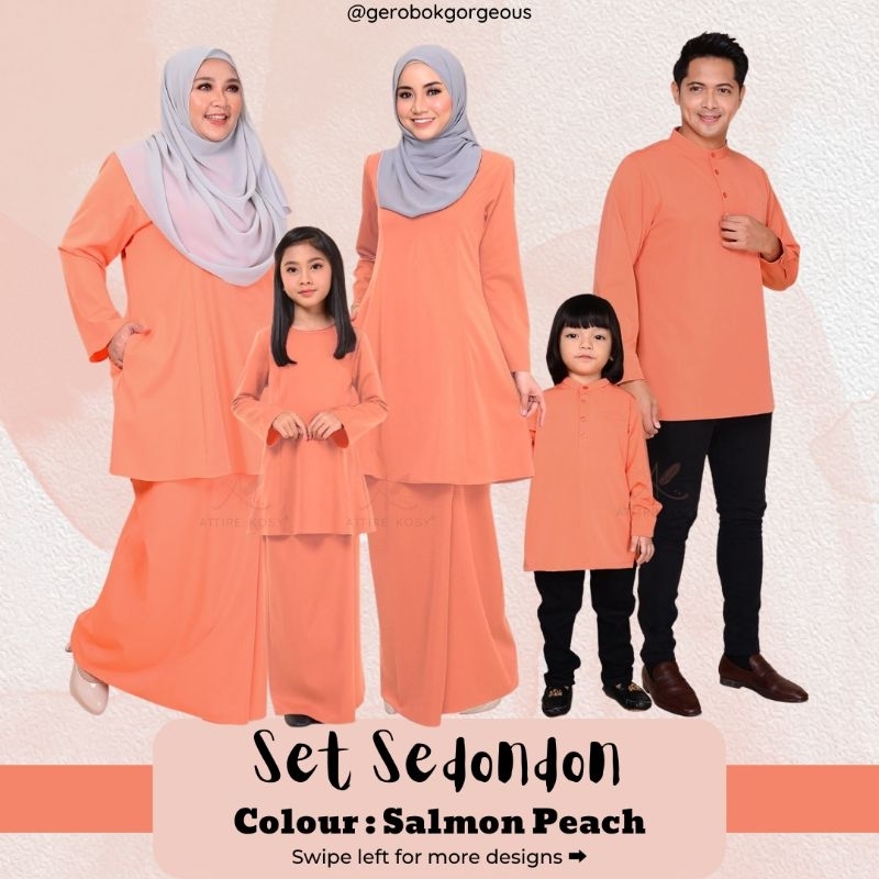 Baju Raya Sedondon Salmon Peach Dusty Orange Baju Kurung Baju Melayu ...
