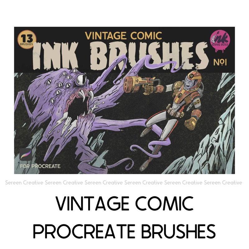 P211 Procreate Vintage Comic Ink Brushes (Old newsprint comic book ...