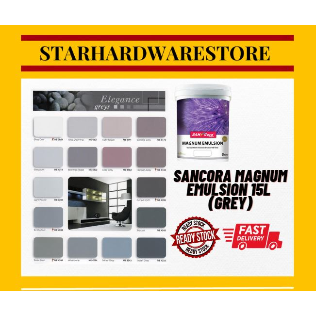 🌟READY STOCK🌟 15LT SANCORA MAGNUM EMULSION PAINT / CAT KAPUR / GREY ...