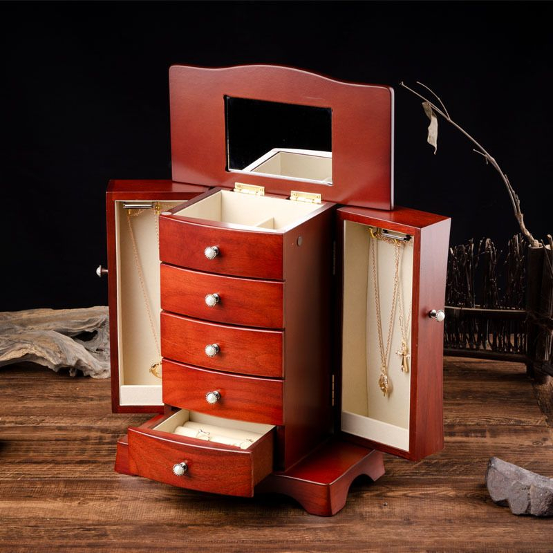 Ezego European and American solid wood boutique jewelry box multi-level ...