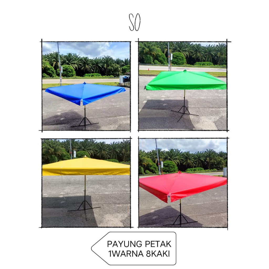 SET PAYUNG PETAK / SEGI 8 KAKI 1 WARNA SEKALI KAKI (MERAH, BIRU, KUNING ...