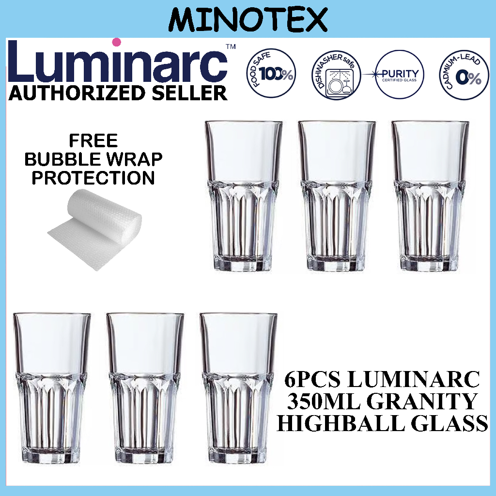 Luminarc Granity 6pcs 350ml Highball Glass Set / Set Gelas Luminarc ...