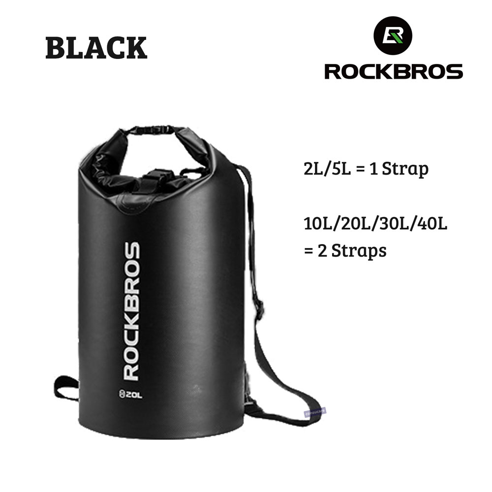 Rockbros Dry Bag Ocean Pack Waterproof Bucket Bag with Strap Fishing ...