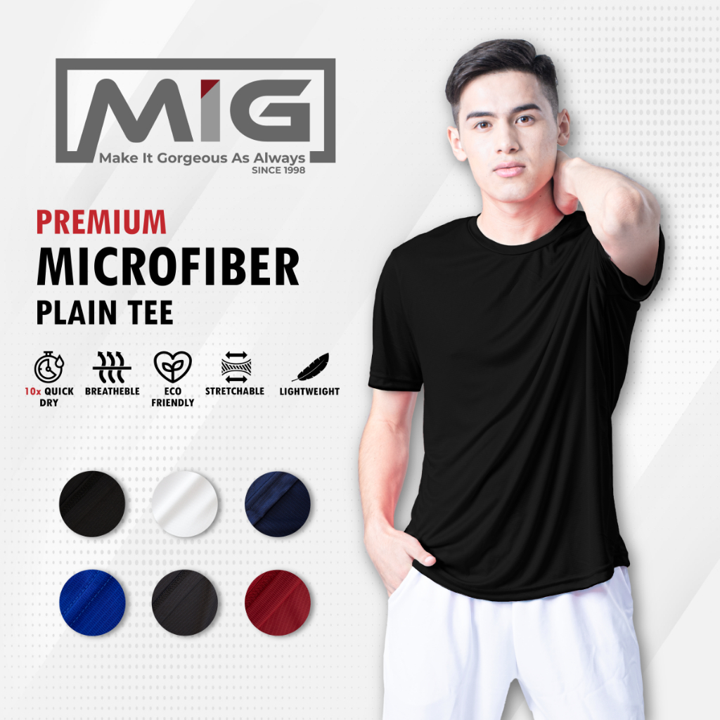 MIG Filament Unisex 130gsm Baju T Shirt Unisex Microfiber 100% Lengan ...