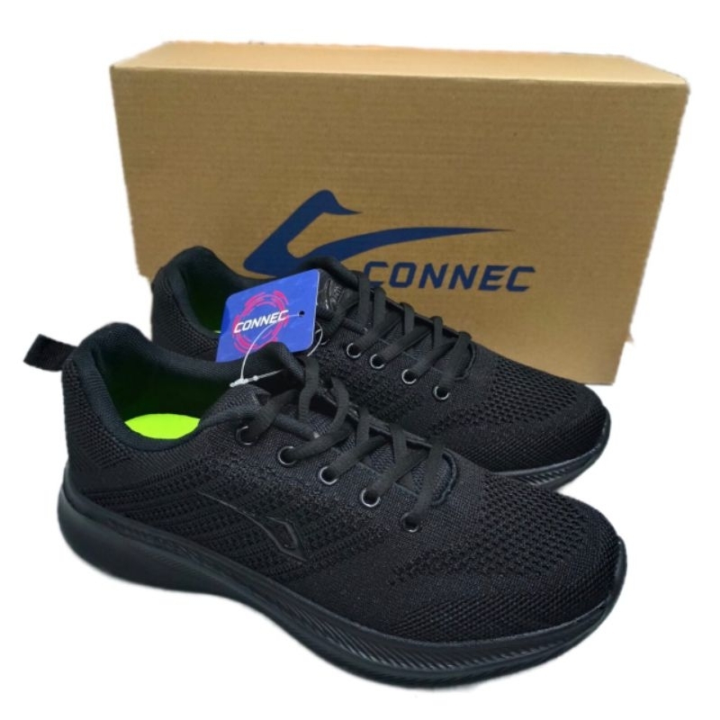 Connec Original Light Weight All Black Running Shoes | Shopee Malaysia