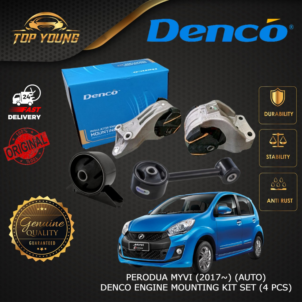 DENCO PERODUA MYVI (2017~) (AUTO) ENGINE MOUNTING KIT SET 100% ORIGINAL ...