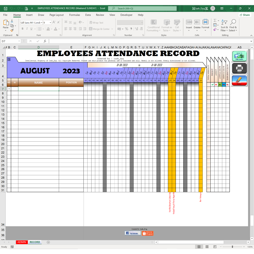 Automated Employee Attendance Record | Rekod Kehadiran Pekerja ...