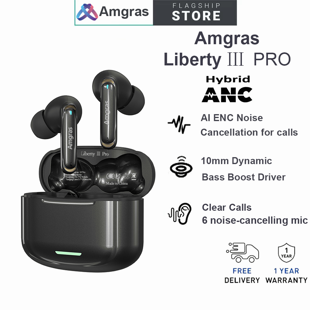Amgras Liberty Ⅲ Pro Active Noise Cancelling Earbuds Bluetooth Earphone ...