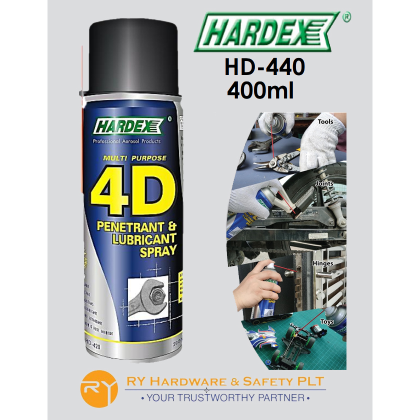 (400ML) HARDEX Multipurposes 4D Penetrant & Lubricant Spray 400ML (HD ...