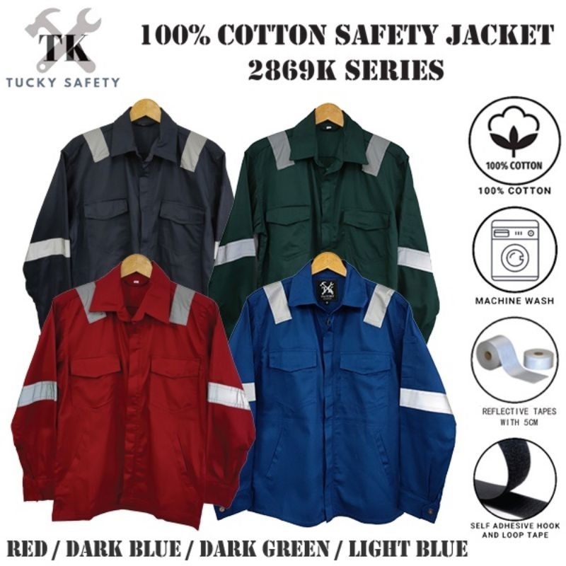 NK Men's Safety Jackets 100%Cotton(3Colours) with Button/ Baju Kerja ...