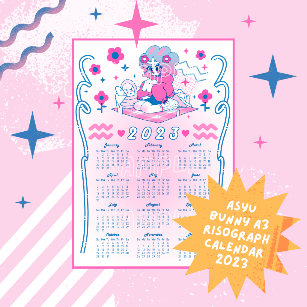 Asyu Bunny A3 Risograph Calendar 2023 Shopee Malaysia 6160