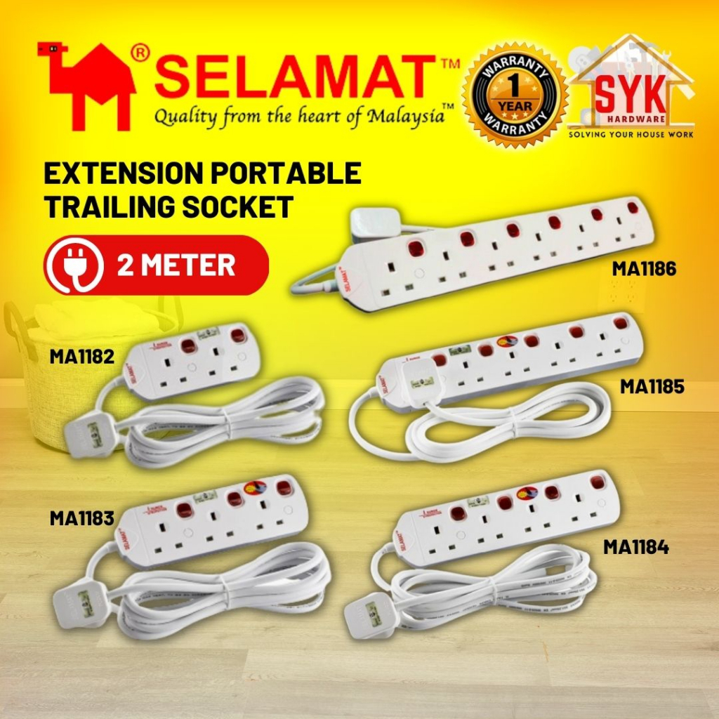 SYK SELAMAT Extension Portable Trailing Socket (SIRIM) Extension Socket ...