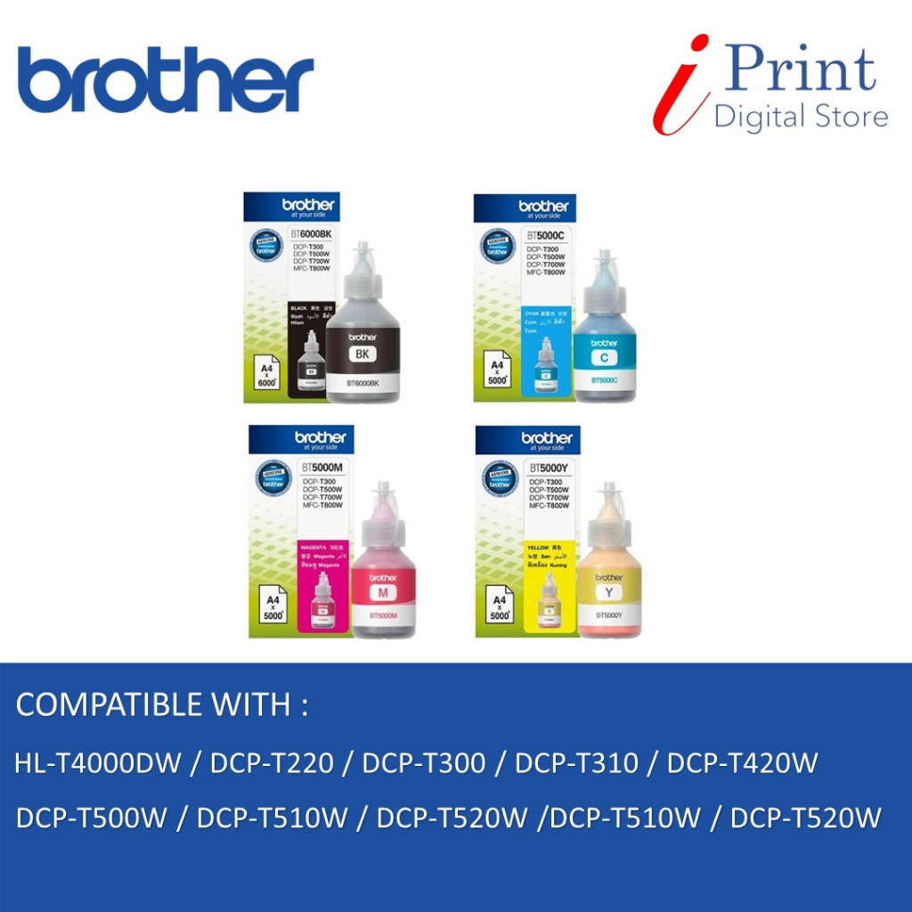Brother BT5000C/M/Y/BTD60BK Genuine Ink Cartridge Page Yield up to 5K/6.5K Pages (BT-5000 BT5000 ...