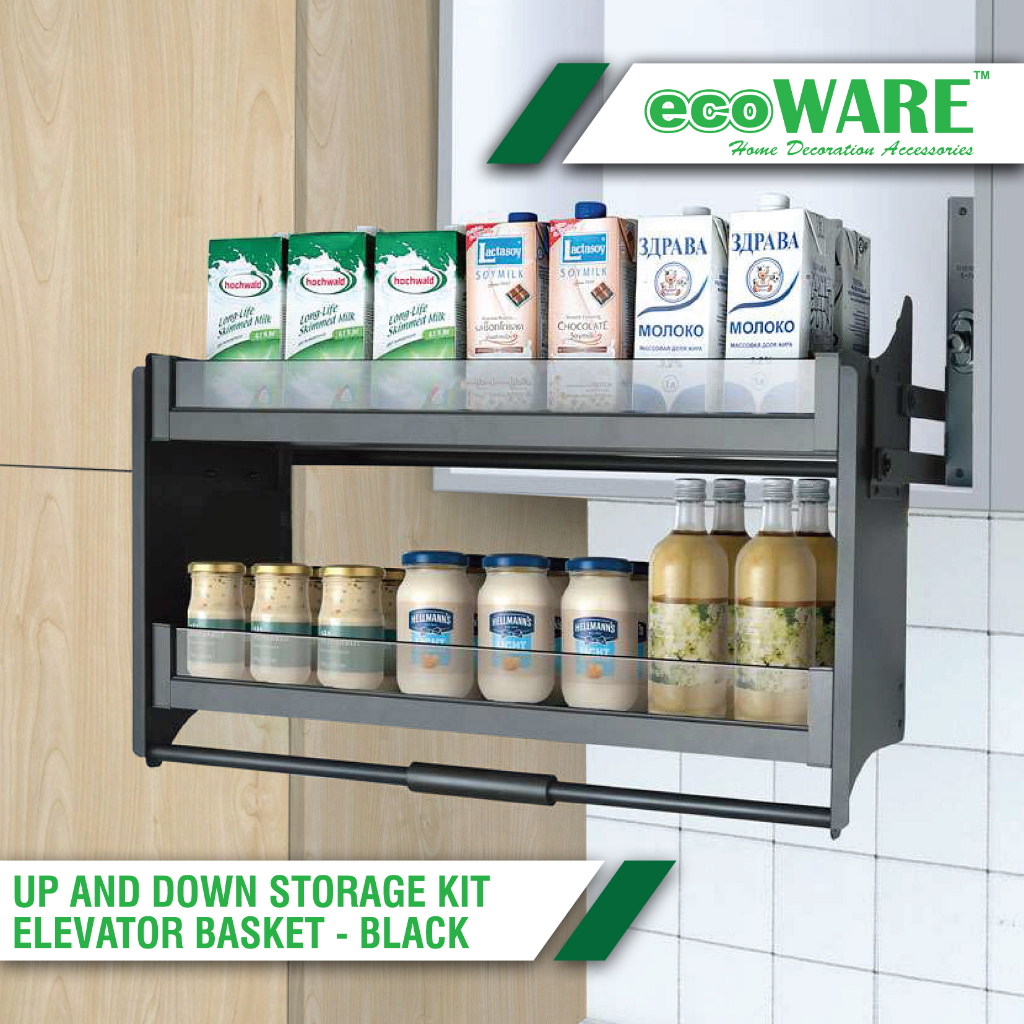 ecoWARE Up And Down Storage Kit Elevator Basket 800mm Black Box ...