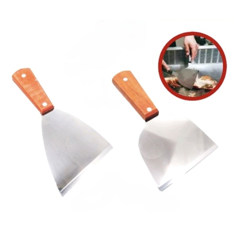 Stainless Steel Wooden Handle Scrapper | Griddle Scraper | Burger ...