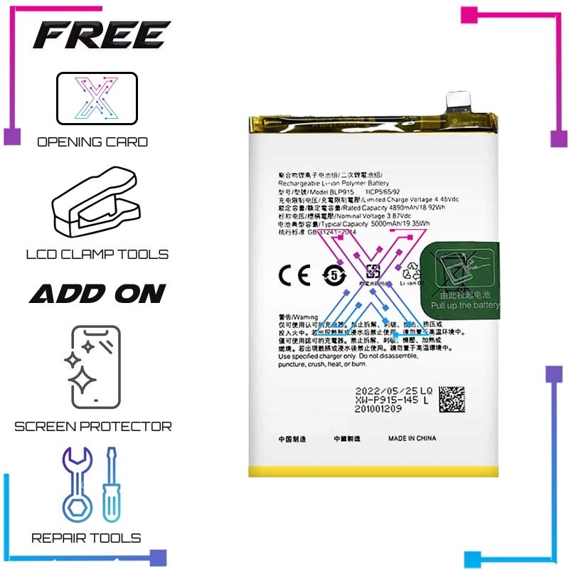 Battery BLP915 Compatible For Oppo A17 CPH2477 / A17K CPH2471 (5000 mAh ...