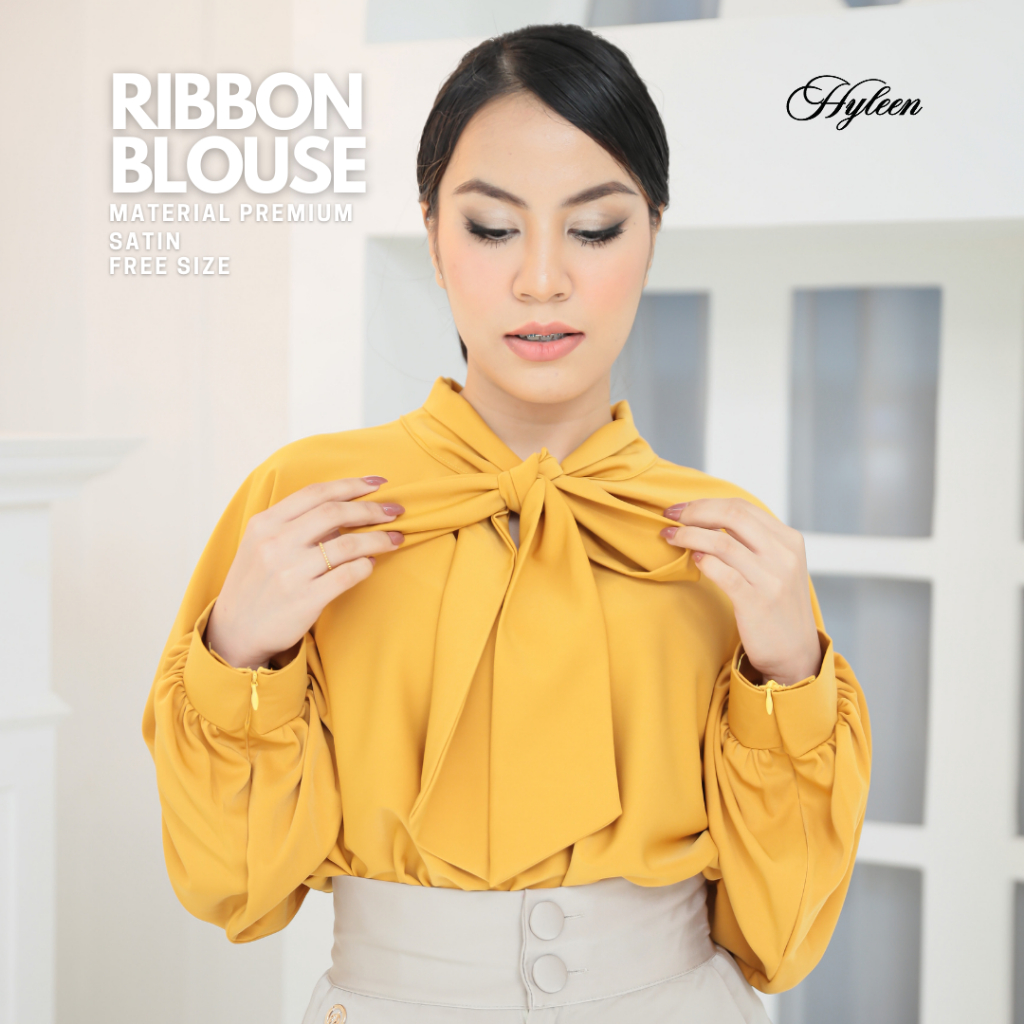Hyleen Premium Ribbon Blouse Lengan Baju | Shopee Malaysia
