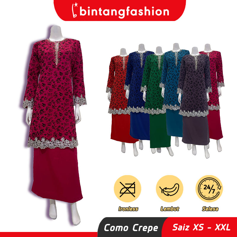 Bintang Fashion Baju Raya Printed Floral Lace | Baju Kurung Corak Bunga ...