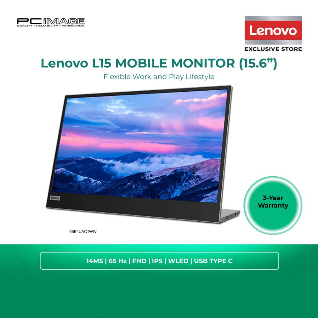 LENOVO L15 MOBILE MONITOR 66E4UAC1WW 15.6"/1920X1080/6MS/65HZ/USB-C/IPS ...